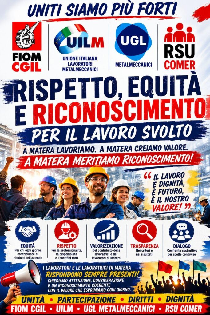 Comer Industries a Matera, tensione tra lavoratori e azienda sul premio ...